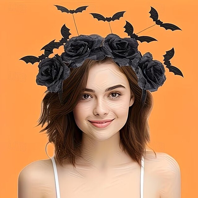 Halloween Witch Headband, Gothic Black Witch Hat Headband with ...