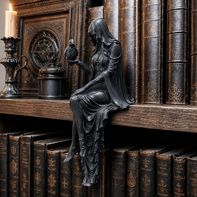 Halloween Gothic Raven Shelf Sitter Statue Symbol of Mystery, Wisdom ...