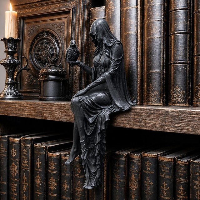 Halloween Gothic Raven Shelf Sitter Statue Symbol of Mystery, Wisdom ...
