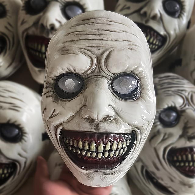 Halloween Scary Demon Mask, Creepy Skull Smiling Mask with Red Teeth ...