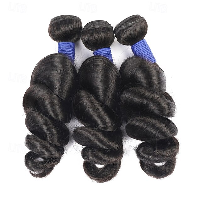 Human Hair Natural Color Loose Wave Human Hair Extensions 1 Bundle 10 ...