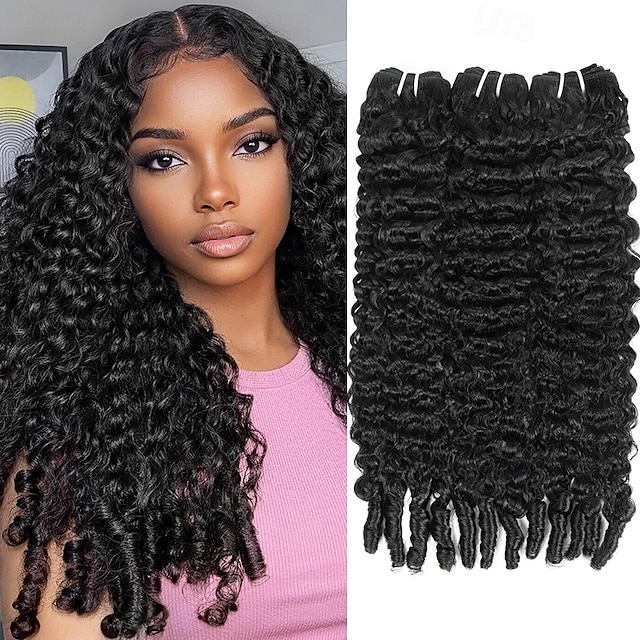3 Bundle Hair Weaves Brazilian Hair Burmese Curly Human Hair Extensions ...