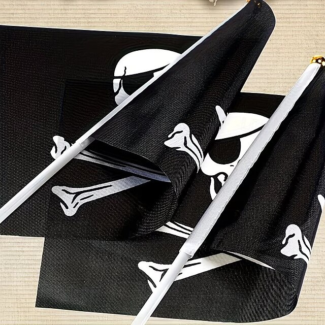 30PCS Pirate Flags with Skull and Crossbones Design, Handheld Jolly ...