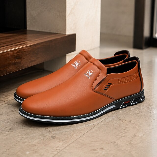 Men's Casual Daily PU Leather Comfortable Breathable Loafer White ...