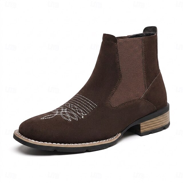 Men's Vintage Casual Daily Suede Warm Comfortable Loafer Dark Brown ...