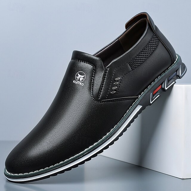 Men's Casual Daily PU Leather Comfortable Breathable Loafer White ...
