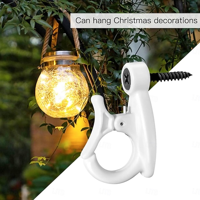 String Light Hooks, Screw-In Hanging Hooks for Outdoor Lights, Black ...