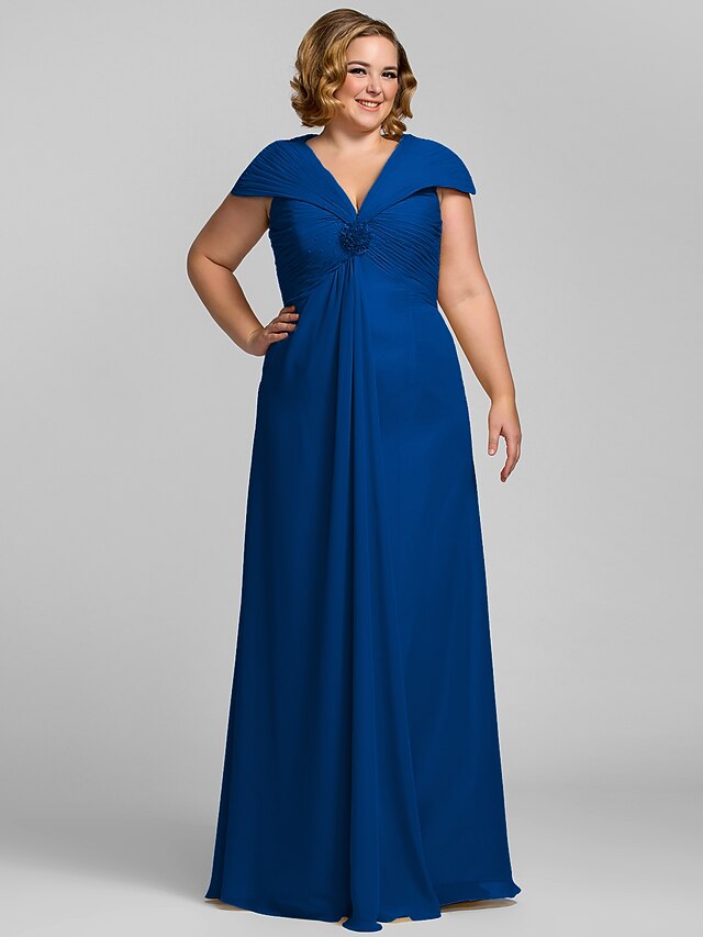 Sheath / Column Elegant Prom Formal Evening Dress V Neck Short Sleeve ...