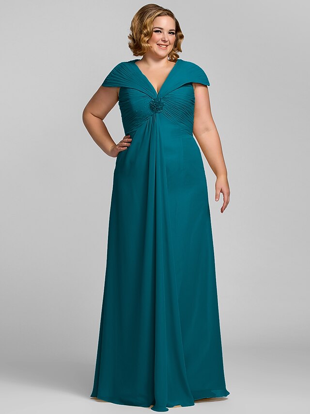 Sheath / Column Elegant Prom Formal Evening Dress V Neck Short Sleeve ...