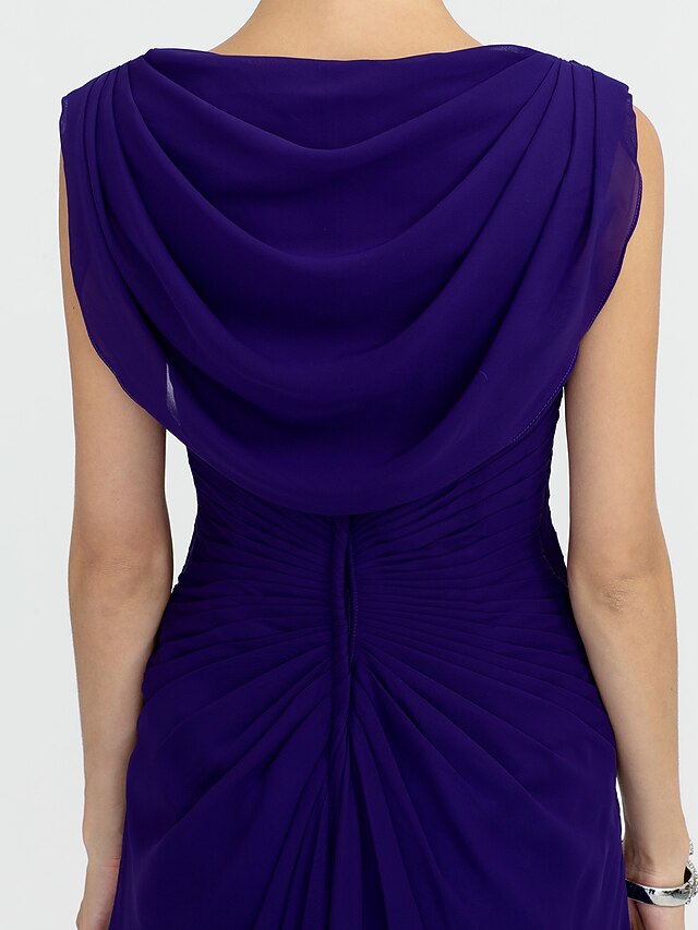 Sheath / Column Mother of the Bride Dress Color Block Lace Up Cowl Neck ...