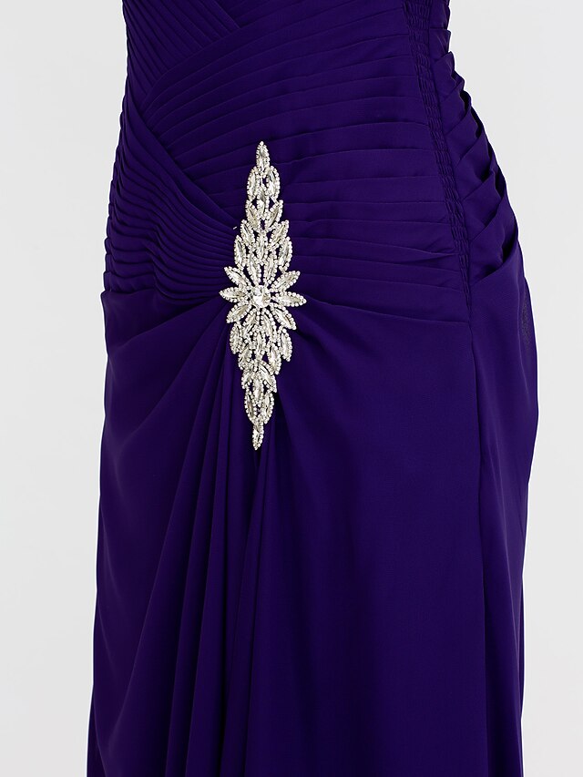 Sheath / Column Mother of the Bride Dress Color Block Lace Up Cowl Neck ...