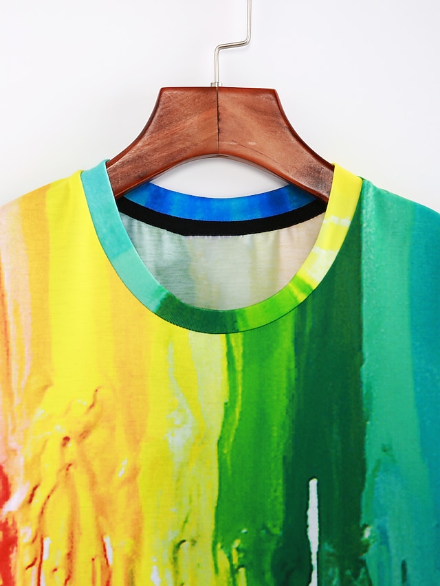 Men's Graphic Rainbow Mixed Color Shirt T Shirt Tee Short Sleeve T ...
