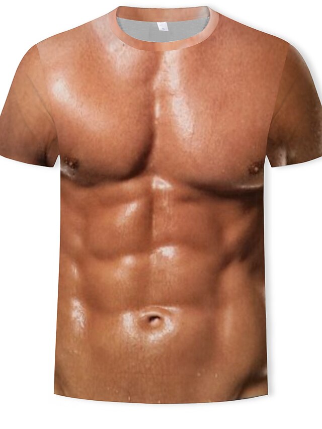 Men's Muscle Graphic T Shirt Tee Funny T Shirts Short Sleeve T shirt 3D ...