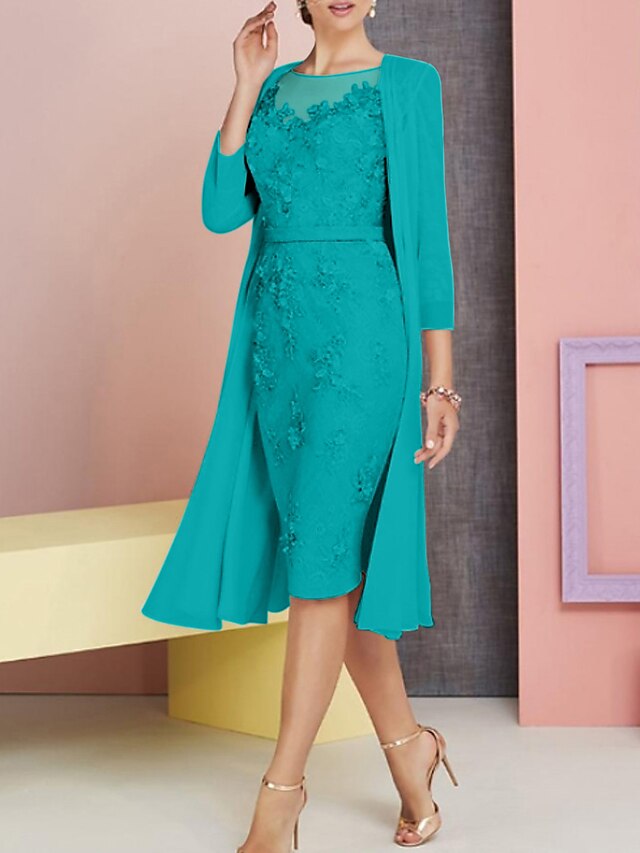 Two Piece Sheath Mother Of The Bride Dress Pink Wedding Guest Church