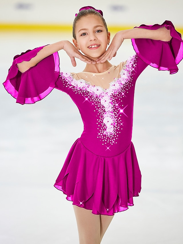 Figure Skating Dress Women's Girls' Ice Skating Dress Violet White ...