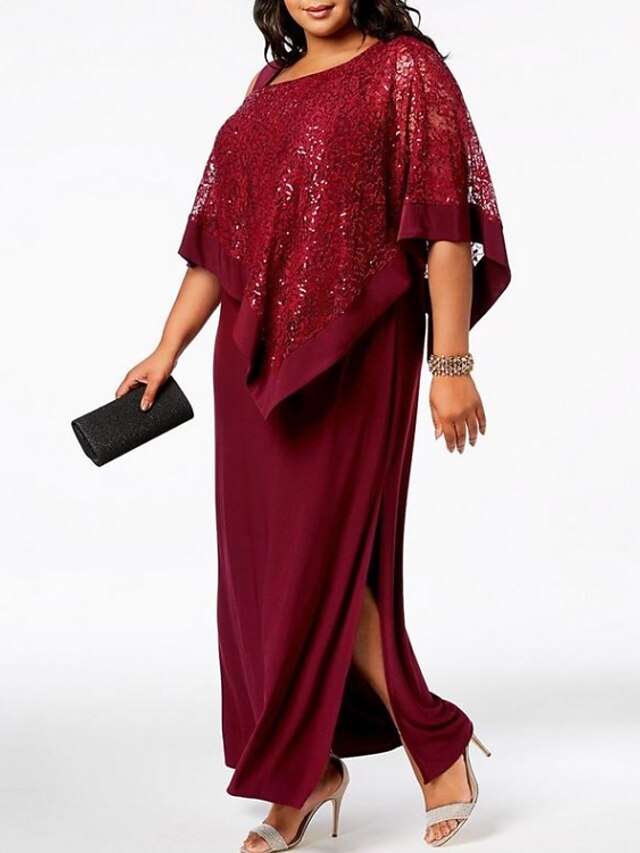 Sheath Column Mother Of The Bride Dress Elegant Plus Size Bateau Neck