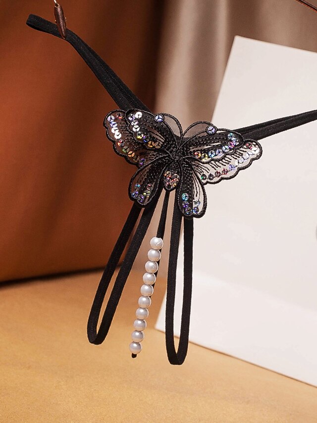 Women's Normal Sequins Beaded Mesh G-strings & Thongs Panties High ...