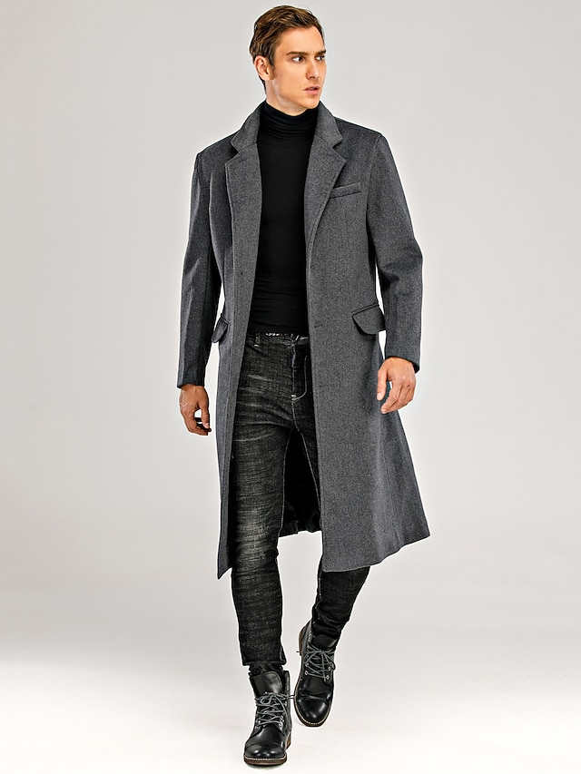 Men's Winter Coat Wool Coat Overcoat Outdoor Office Winter Fall ...