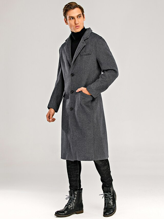 Men's Winter Coat Wool Coat Overcoat Outdoor Office Winter Fall ...