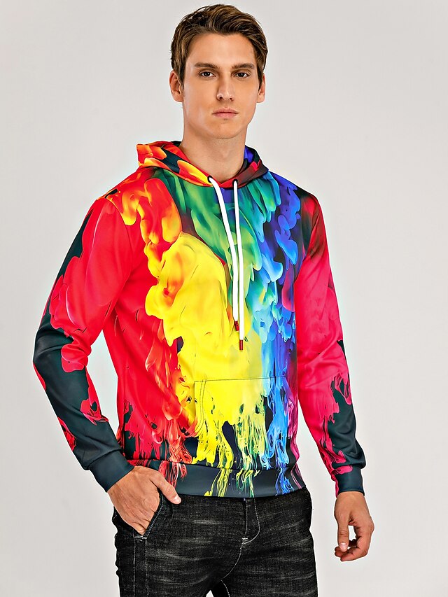 Men's Rainbow Hoodie Hoodies Sweatshirt Casual Long Sleeve Hooded ...
