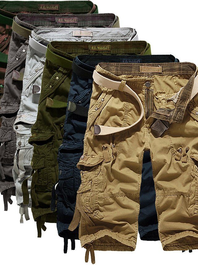 Men's Cargo Shorts Shorts Hiking Shorts Leg Drawstring 6 Pocket Plain ...