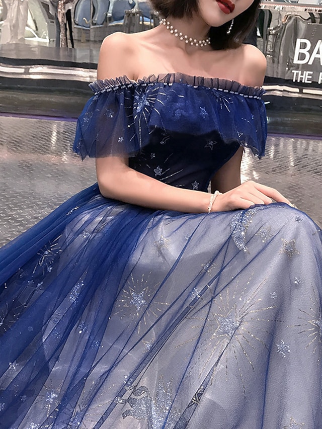 A-Line Floor Length Prom Dresses Elegant Sparkle & Shine Tiered Plisse ...
