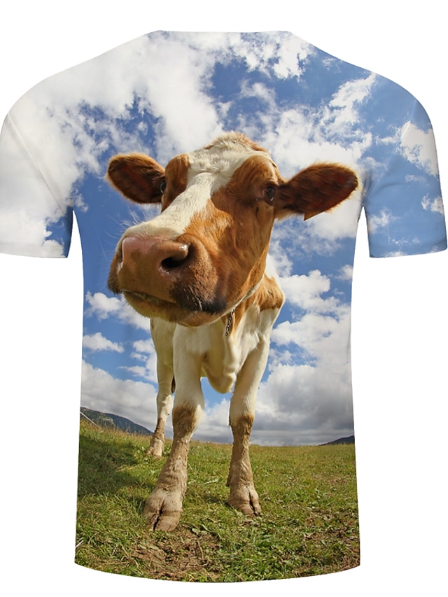 Men's Unisex Cow Graphic Prints T Shirt Tee Short Sleeve T shirt 3D ...