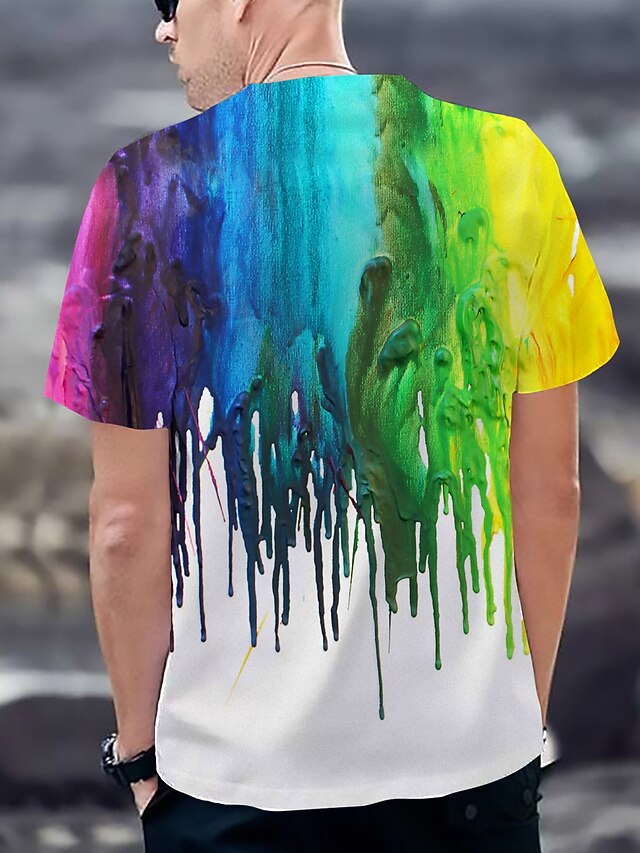 Men's Graphic Rainbow Mixed Color Shirt T Shirt Tee Short Sleeve T ...