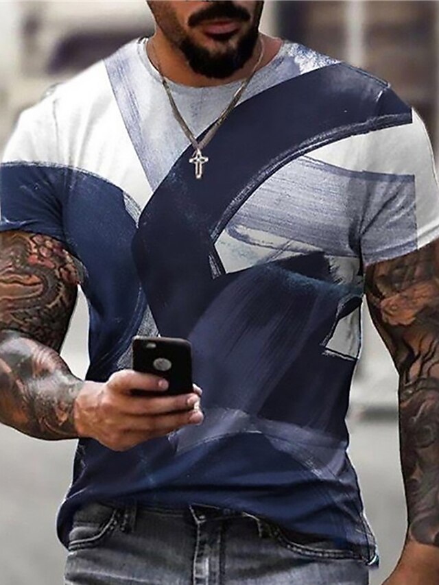 Men's Plus Size Shirt Big and Tall Graphic Crew Neck Print Short Sleeve ...