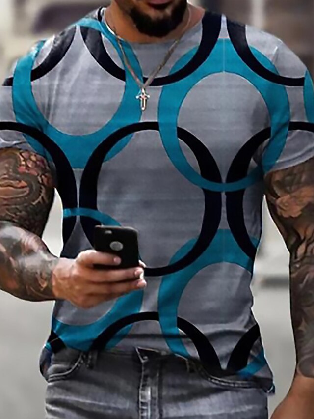 Men's Plus Size Shirt Big and Tall Graphic Crew Neck Print Short Sleeve ...