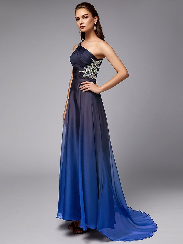 Sheath / Column Elegant Formal Evening Dress One Shoulder Sleeveless ...