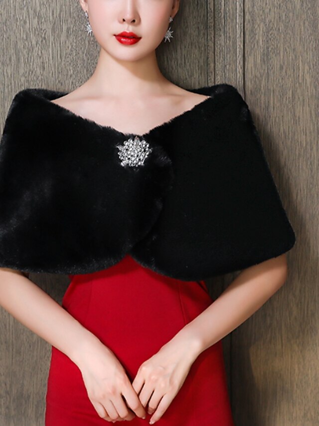 Chales de Piel Estolas de Señora Bolero Brillos Elegante Sin Mangas Piel Sintética Velos de Boda ...