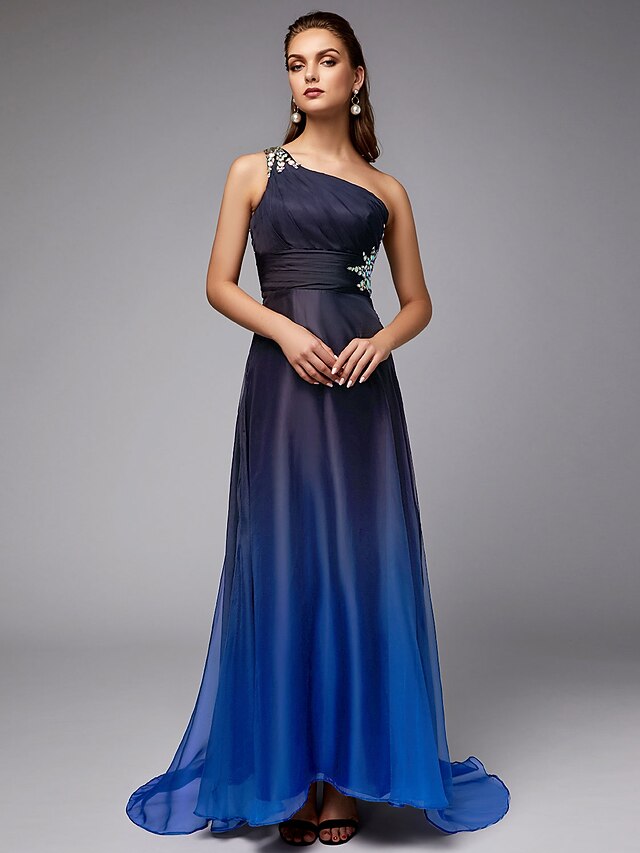 Sheath / Column Elegant Formal Evening Dress One Shoulder Sleeveless ...