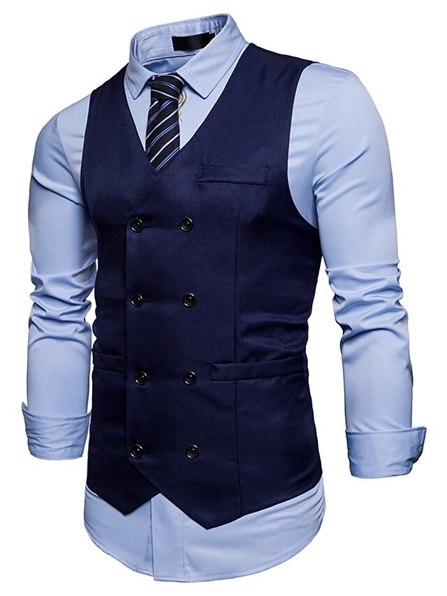 Men's Vest Waistcoat Wedding Work Street Business Business Elegant Fall ...