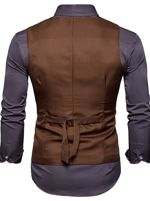 Men's Vest Waistcoat Wedding Work Street Business Elegant Business Fall ...