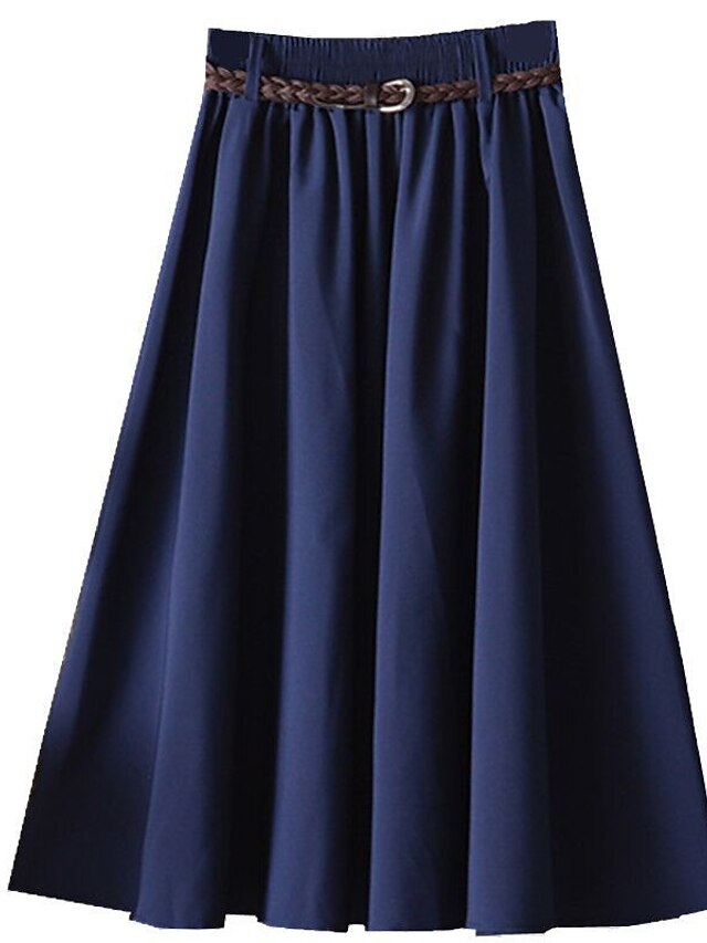 Dames Rok Schommel Lange rok Midi Rokken Geplooid Effen Kantoor ...