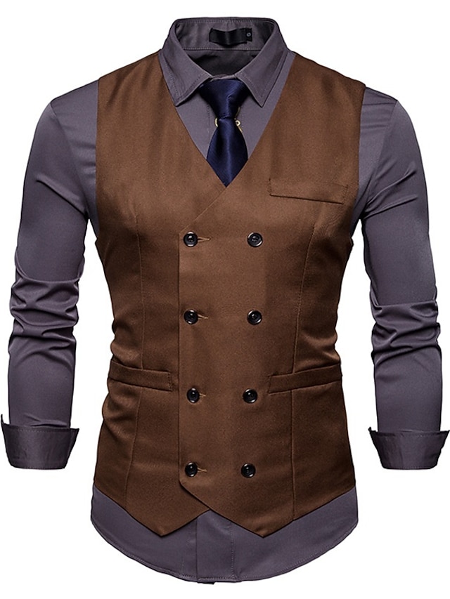Men's Vest Waistcoat Wedding Work Street Business Elegant Business Fall ...