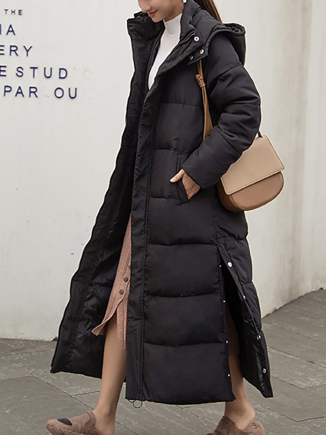 Dam Vinterjacka Pufferjacka Kappa Anorak Gata Dagligen Utekväll Vinter ...