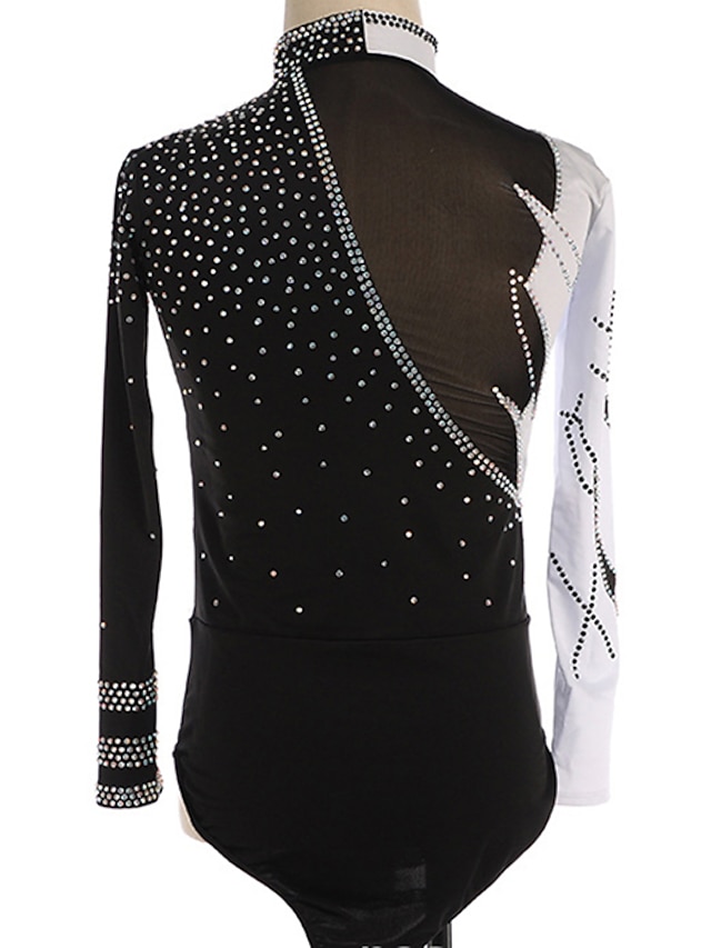 Figure Skating Top Men's Boys' Ice Skating Outfits Top Black+White ...