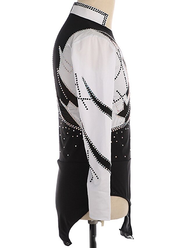 Figure Skating Top Men's Boys' Ice Skating Outfits Top Black+White ...