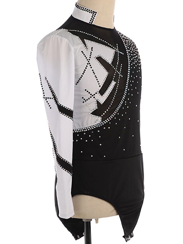 Figure Skating Top Men's Boys' Ice Skating Outfits Top Black+White ...
