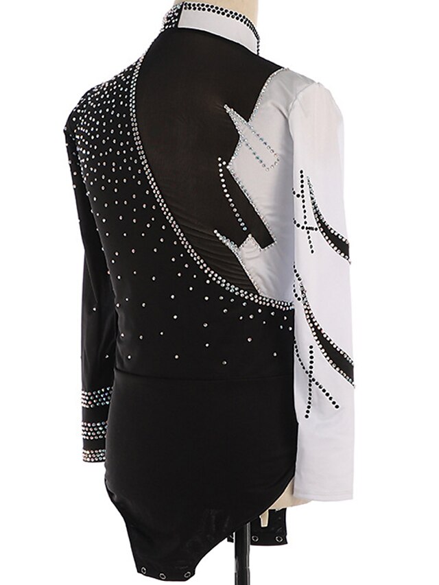 Figure Skating Top Men's Boys' Ice Skating Outfits Top Black+White ...
