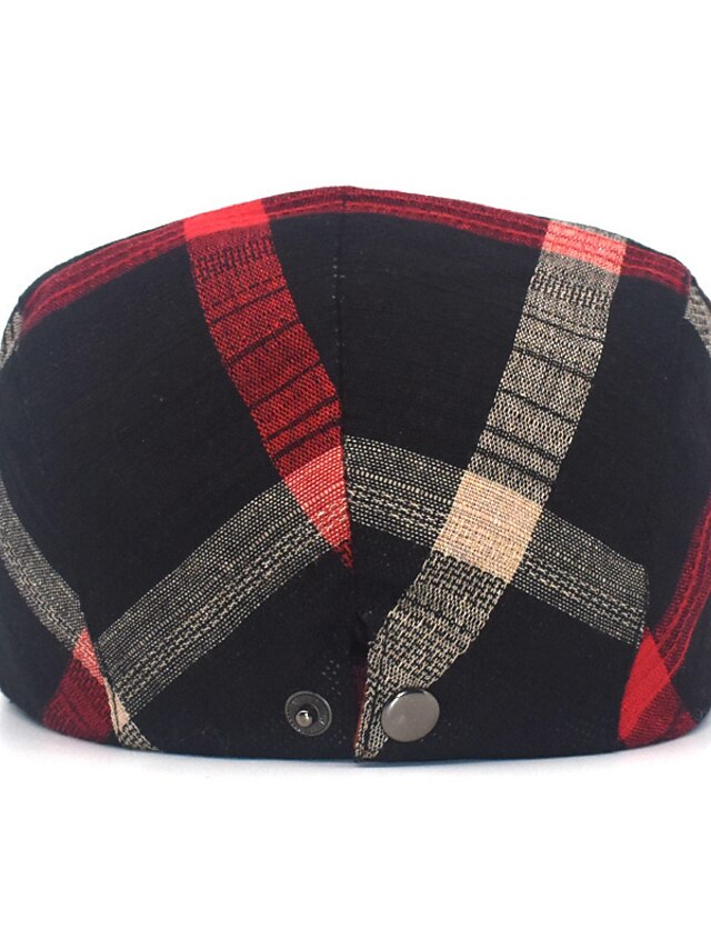 Men's Flat Cap Black Red Cotton Two tone 1920s Fashion Casual Outdoor ...