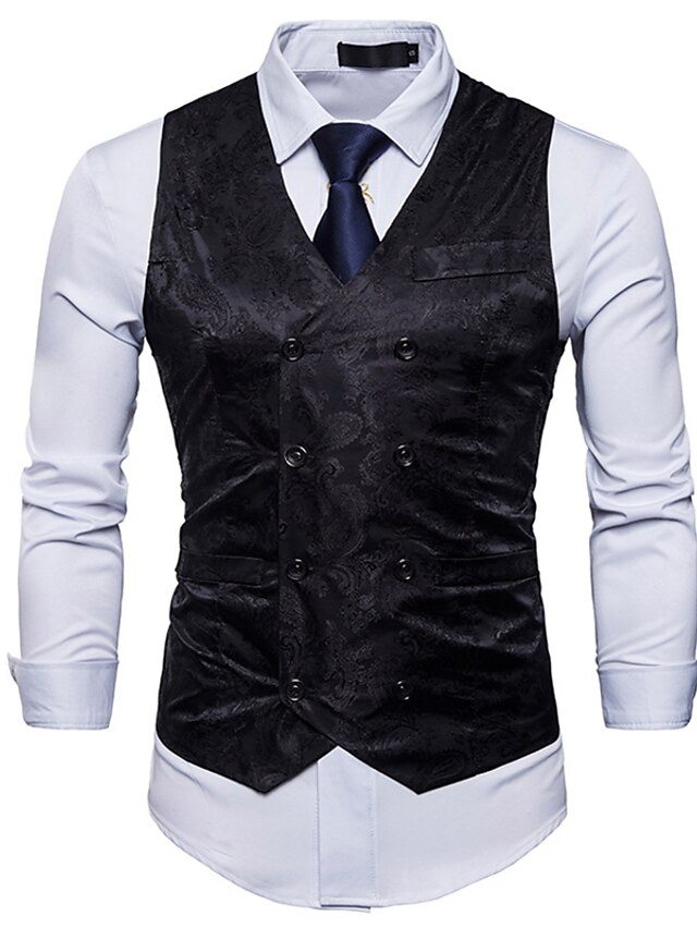 Voor heren Vest Formeel Bruiloft Feest Toneel Smart Casual Polyester ...
