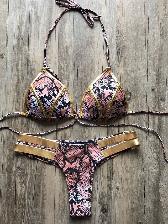 Damen Badeanzug Bikinis 2 Stück Normal Bademode Rückenfrei