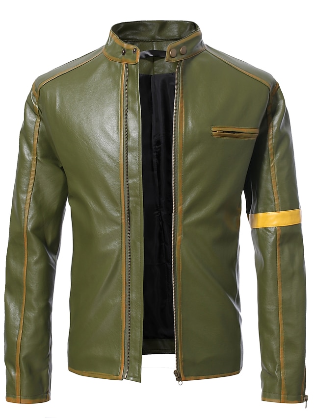 Men's Faux Leather Jacket Transition Jacket Biker Jacket Vintage ...