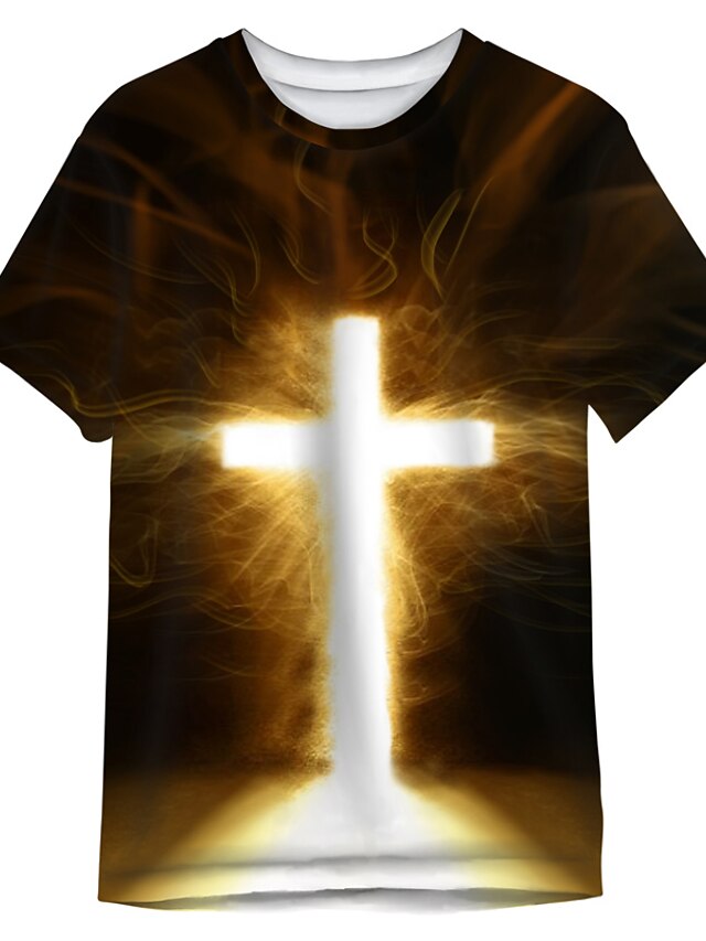 Men's Graphic Cross T Shirt Christian T Shirts Short Sleeve T shirt 3D ...
