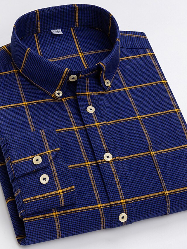 Men's Dress Shirt Button Down Shirt Collared Shirt Oxford Shirt Tartan ...
