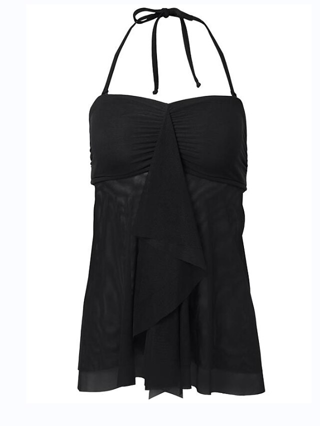 Damen Normal Badeanzug Tankini 2 Stück Bademode 2 teilig Bescheidene Badebekleidung Bandeau ...