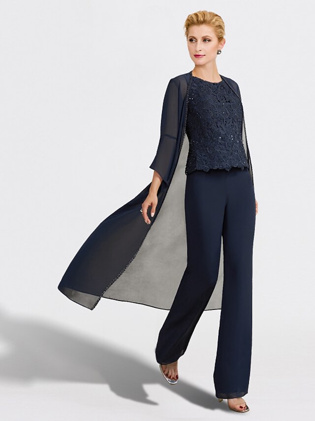 Jumpsuit / Pantsuit 3 Piece Mother of the Bride Dress Formal Elegant ...